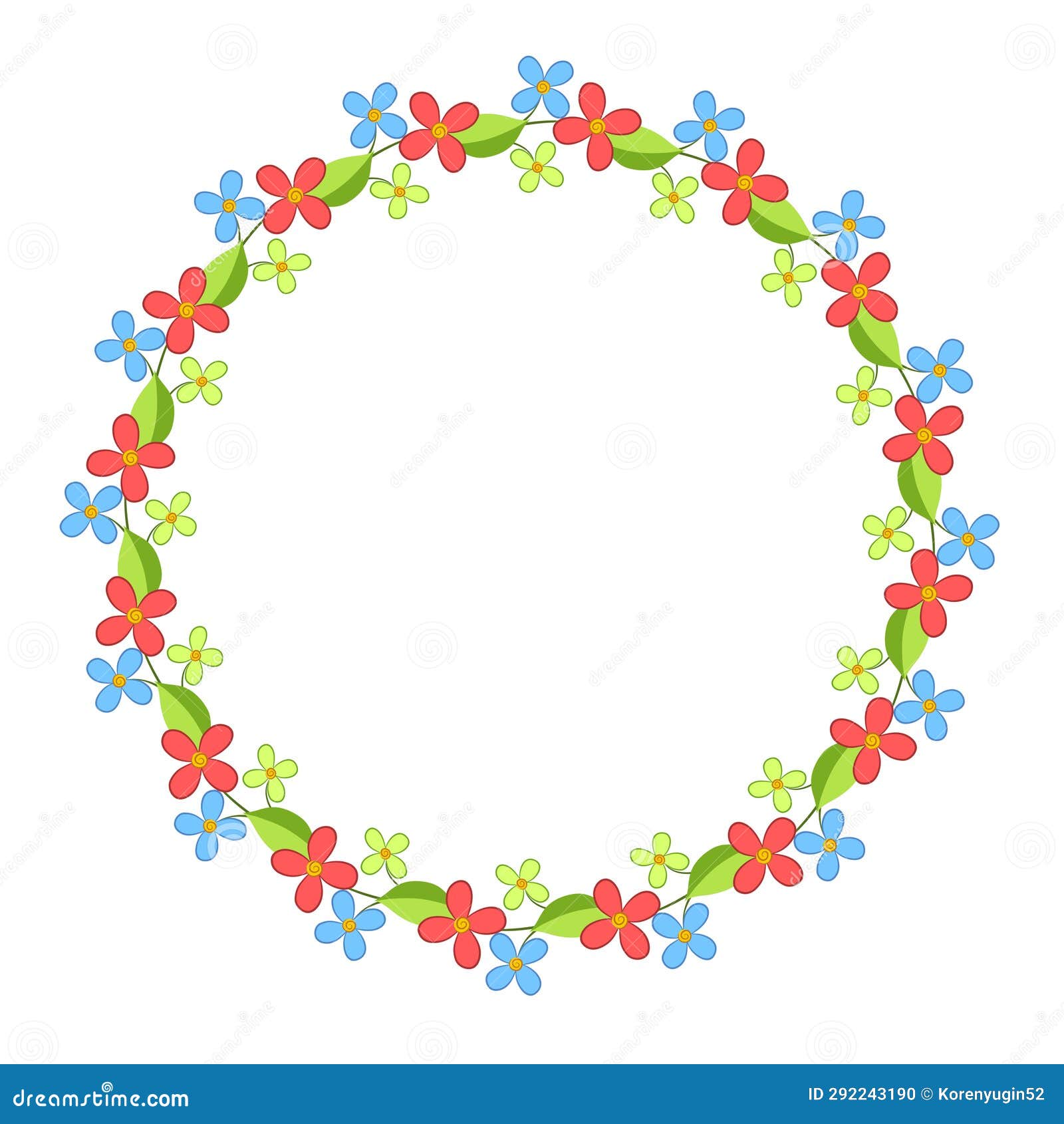 Abstract Art Drawn Flower Summer Round Frame Stock Illustration ...