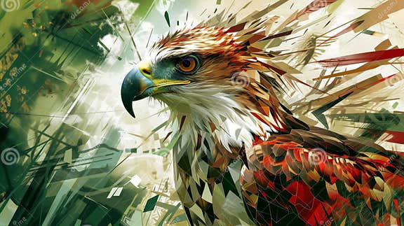 Abstract Art of an Eagle with Geometric Patterns Stock Photo - Image of ...