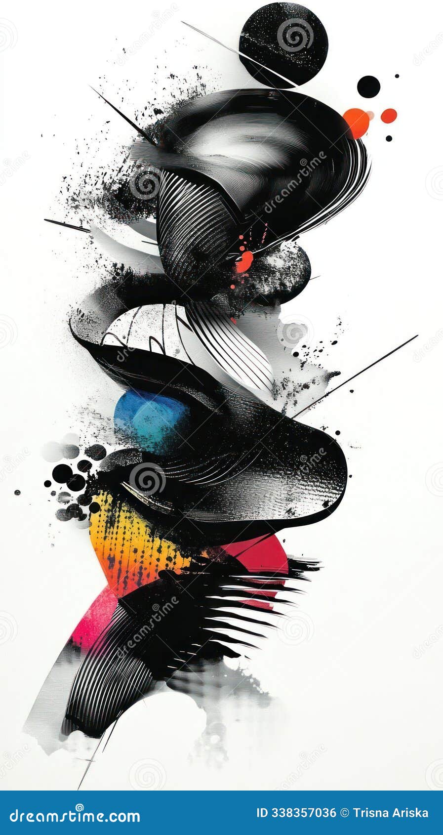 Abstract Art Featuring Dynamic Shapes, Colors, and Textures, Evoking ...