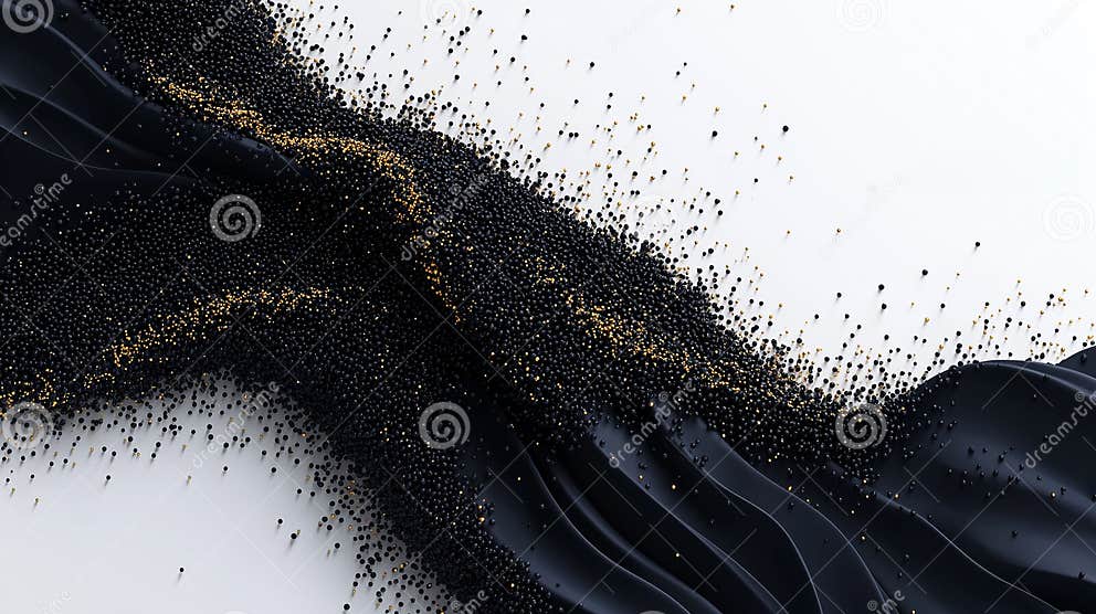 Abstract Art Featuring a Flowing Black and Gold Composition with ...