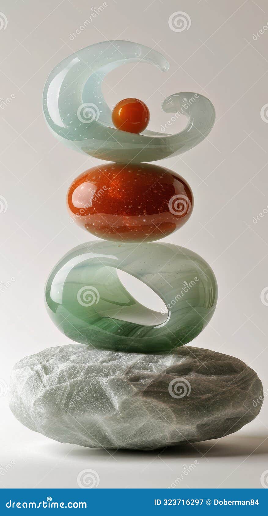 Elegant Stack of Colorful Glass Spheres and Forms in Abstract Art Style ...