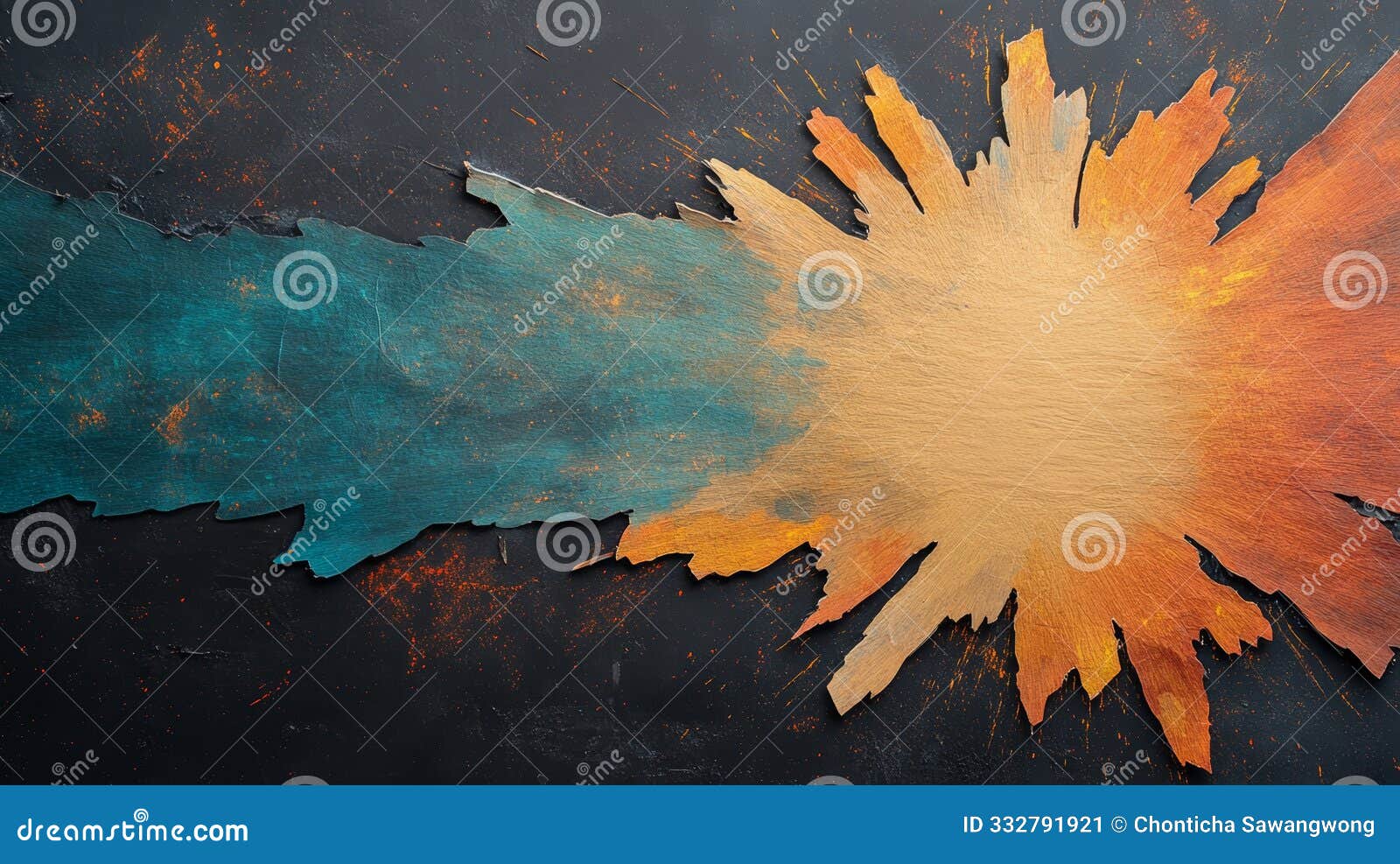 Abstract Art Featuring a Vibrant Orange and Blue Explosion on a Dark ...