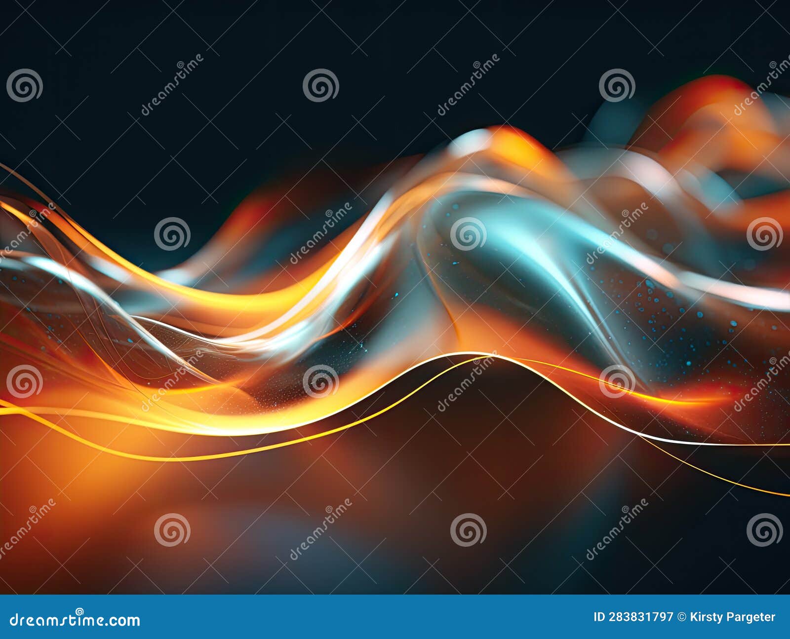 Abstract Art of Flowing Blue and Orange Waves Stock Illustration ...