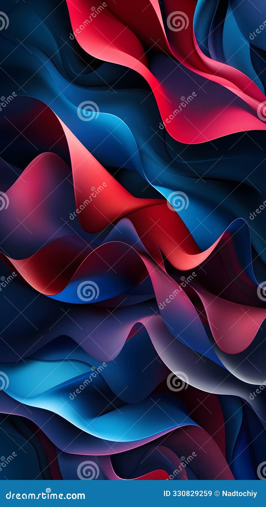 Abstract Art with Flowing Waves in Red and Blue Gradient Stock Image ...