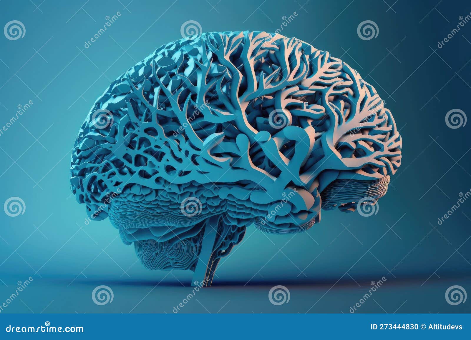 Abstract Art in Form of Human Brain on Blue Background Stock ...