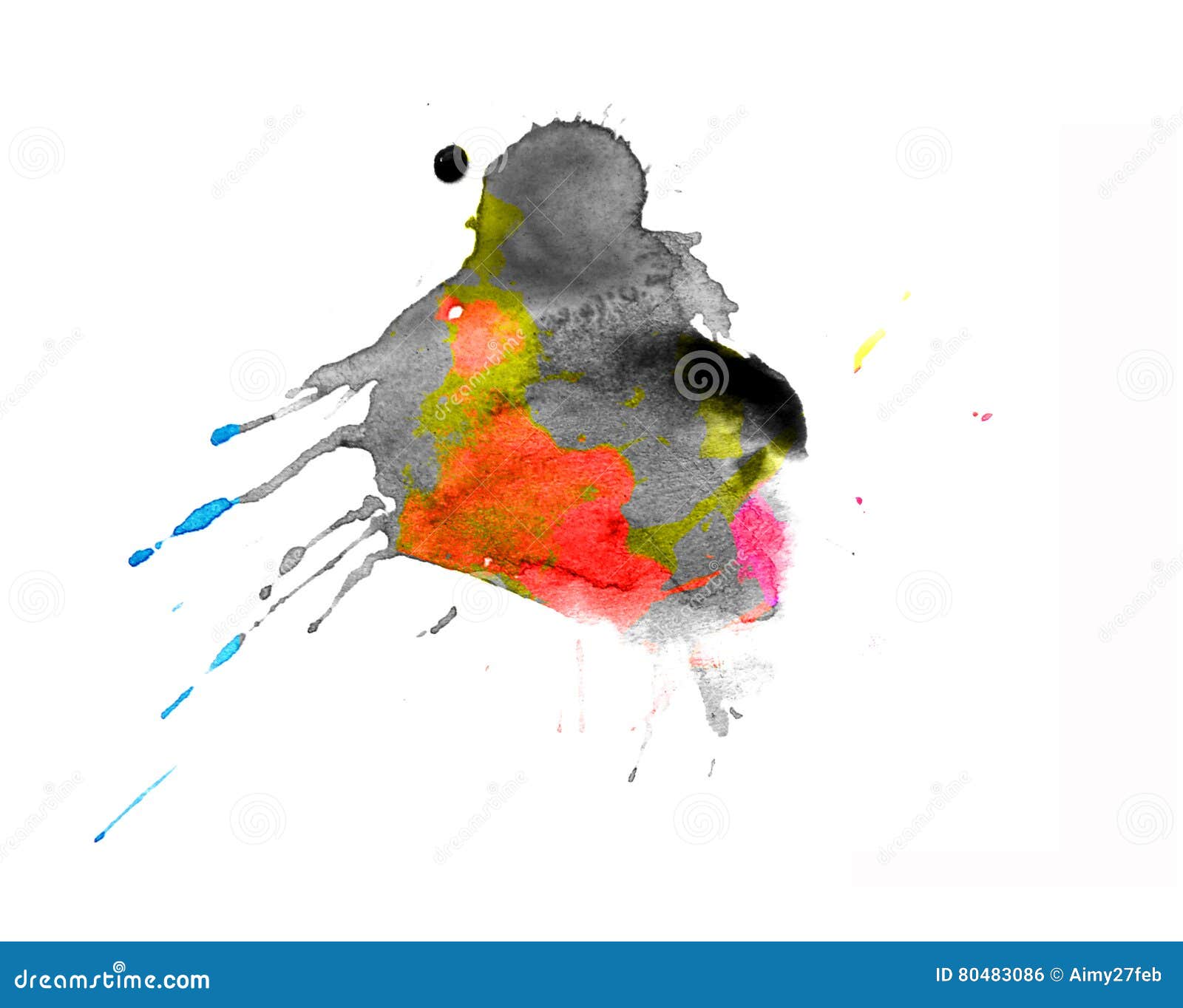 Abstract Art Grey Water Color Splatter on White Stock Illustration ...