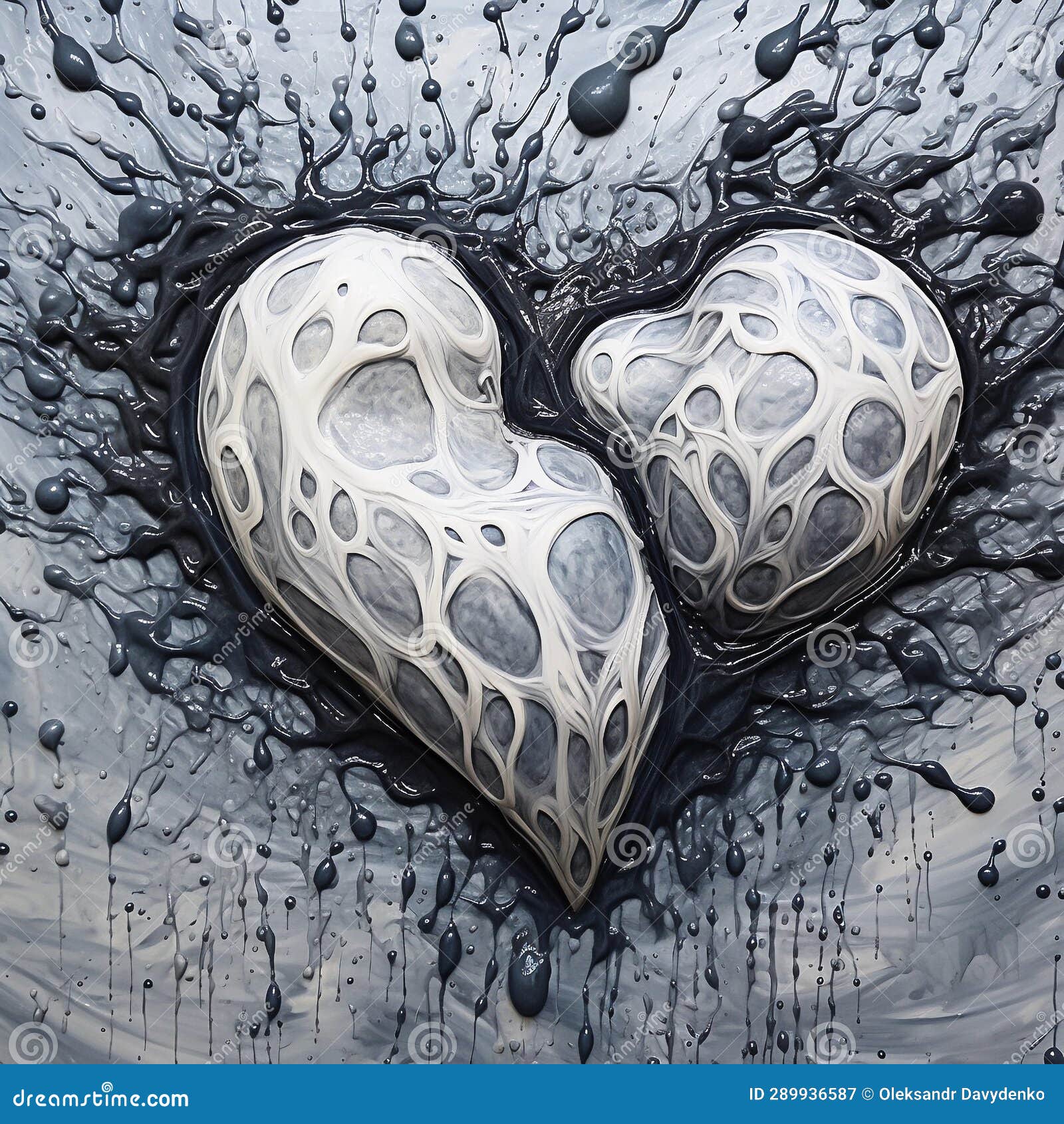 Abstract Art of Heart in Grey Tones. Square Printable Artwork ...