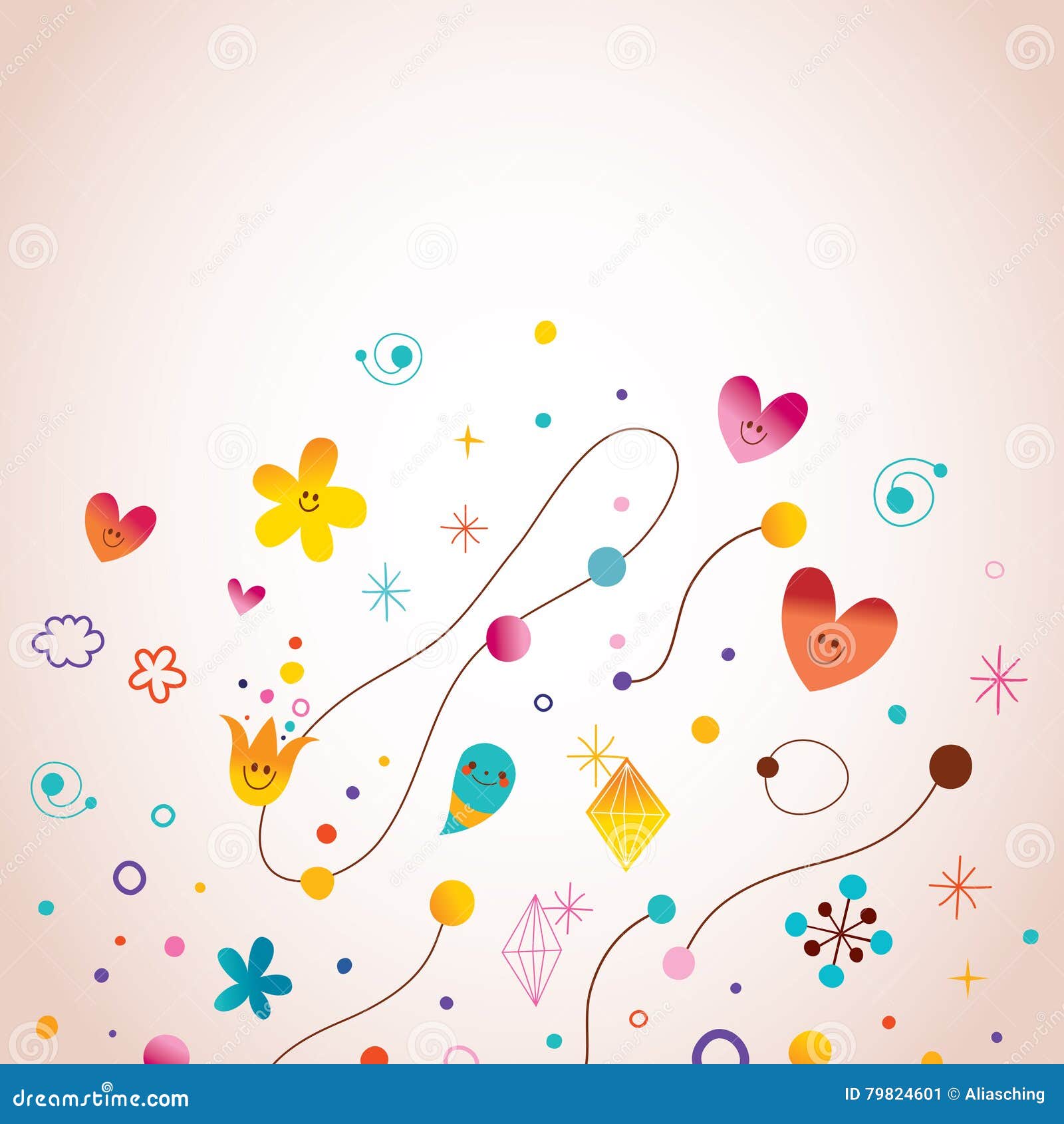 Abstract Art Illustration with Cute Little Characters Stock Vector ...