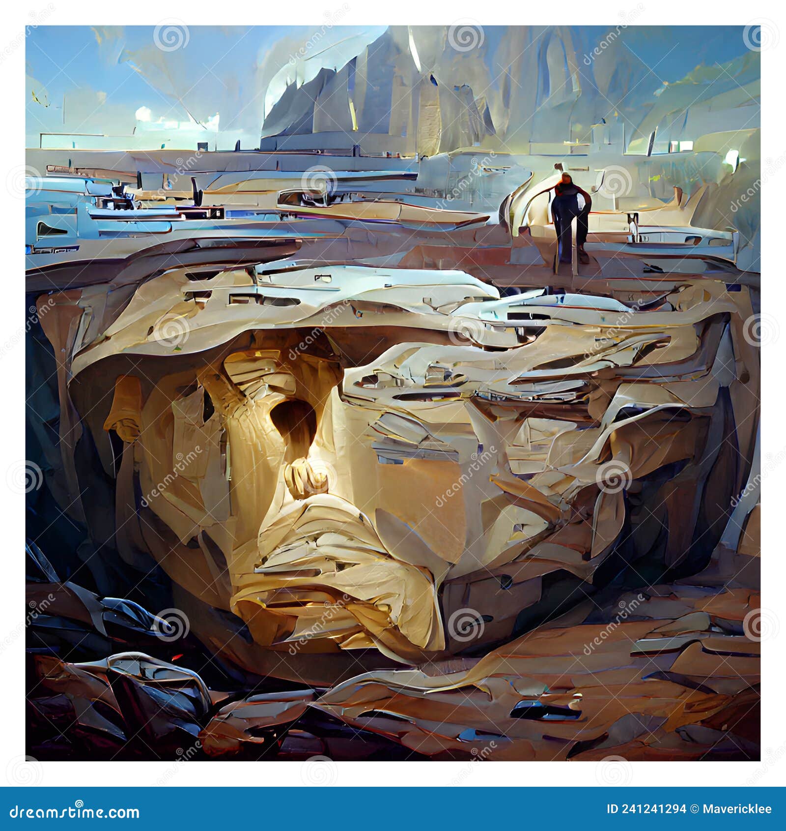 Abstract Art - Infinite Giant Cave in a Distant Stock Illustration ...