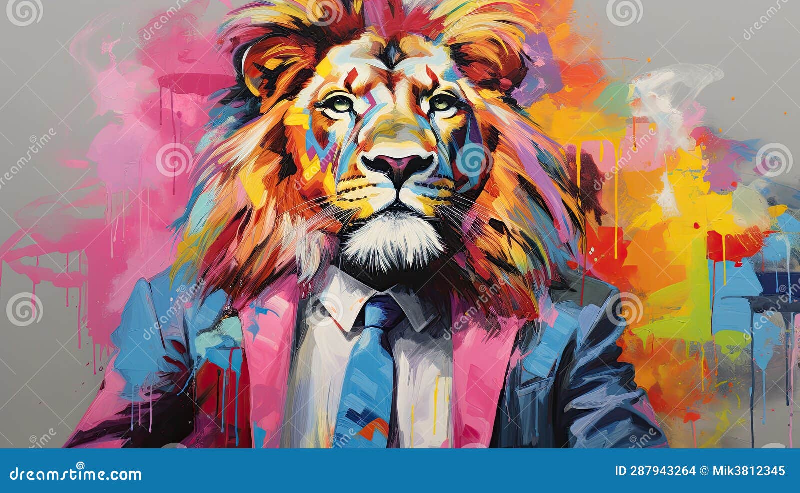 Abstract Art Leon Looking Like a Businessman. Stock Illustration ...