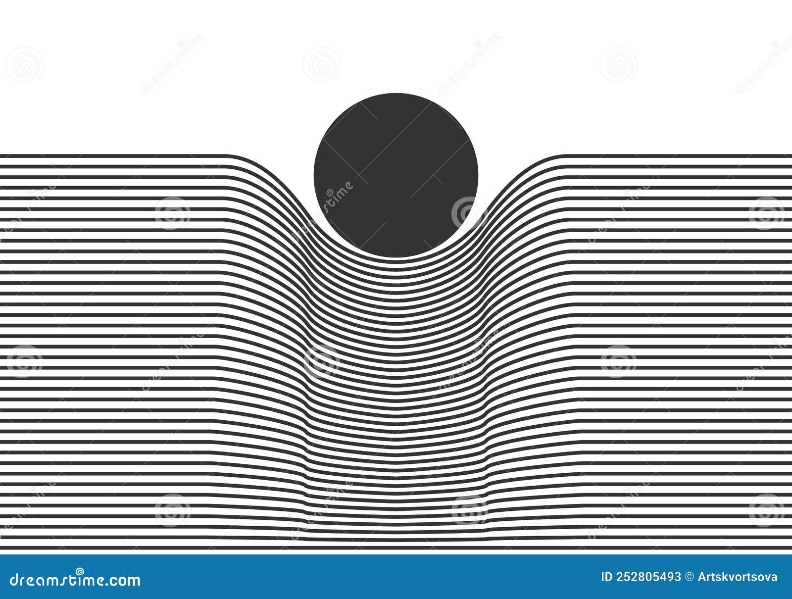 Abstract Art Line Design. Mass Gravity Concept. Down Move Circle with ...