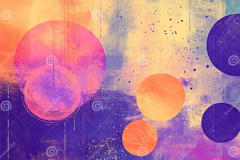 Abstract Art Merging Vibrant Circles, Textures, and Colors, Creating a ...