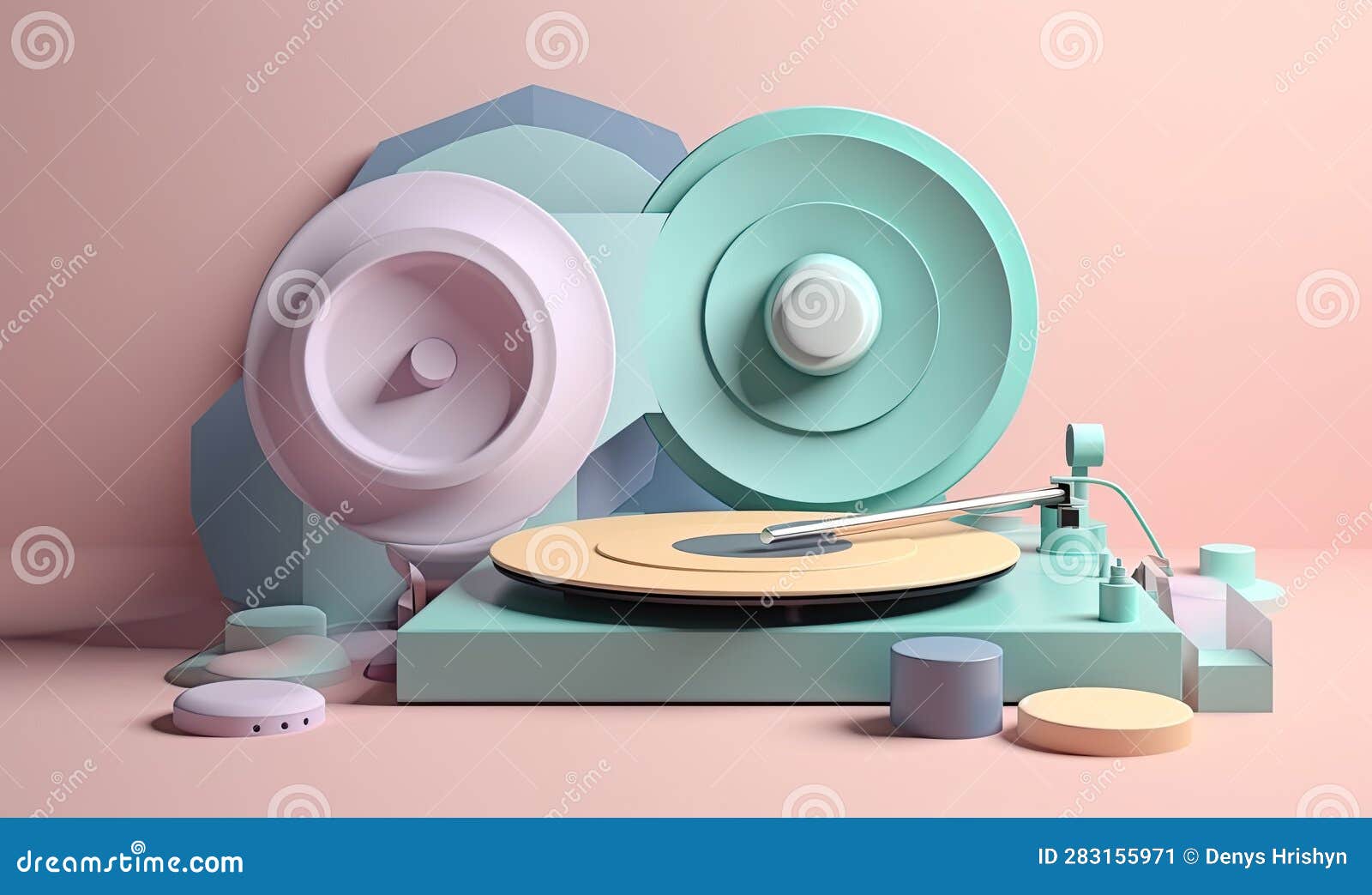 Abstract Art Multicolored Retro Turntable on Vibrant Backdrop Creating ...