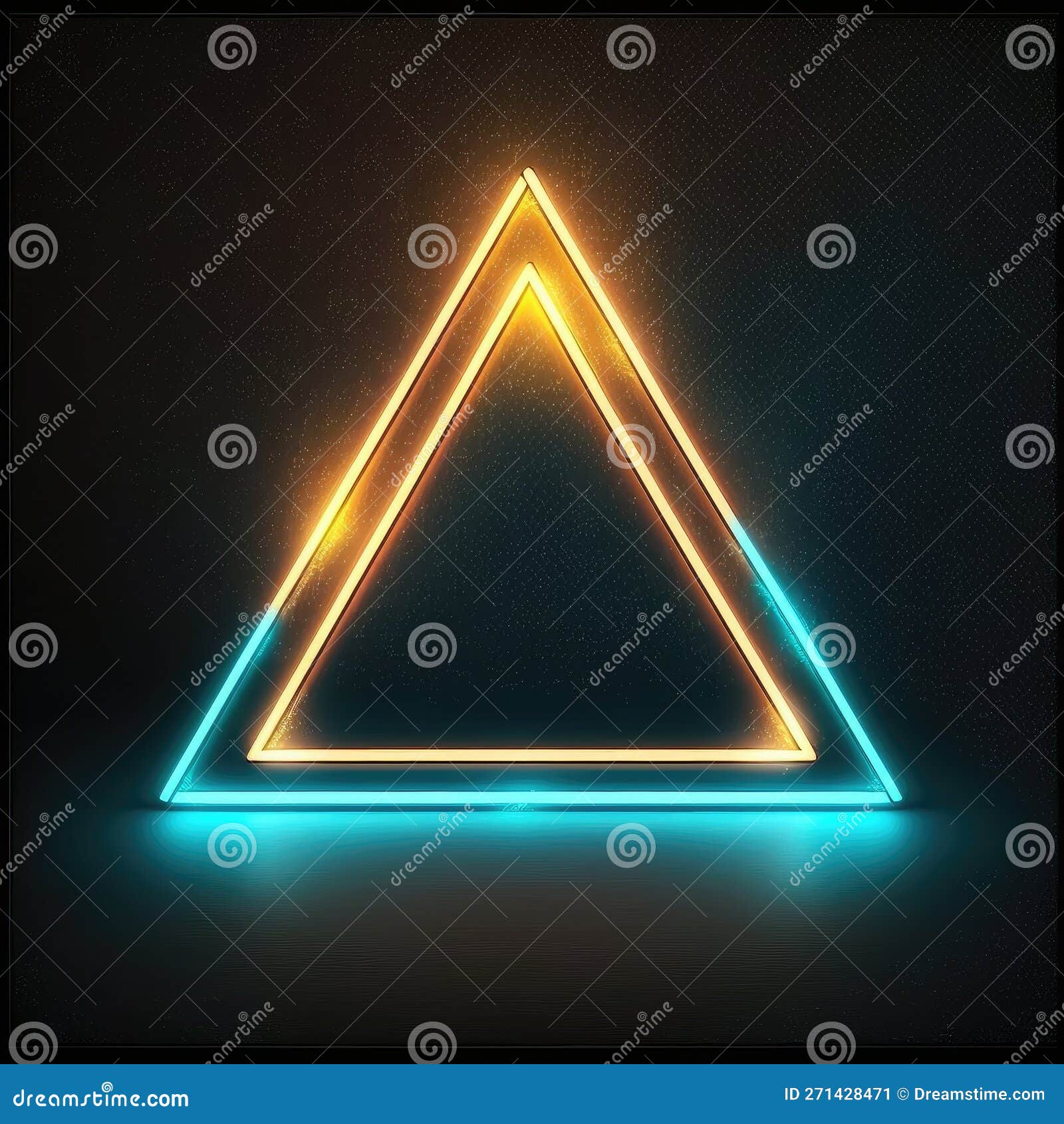Abstract Art in Neon Spotlight in Triangle Frame Isolated on Black ...