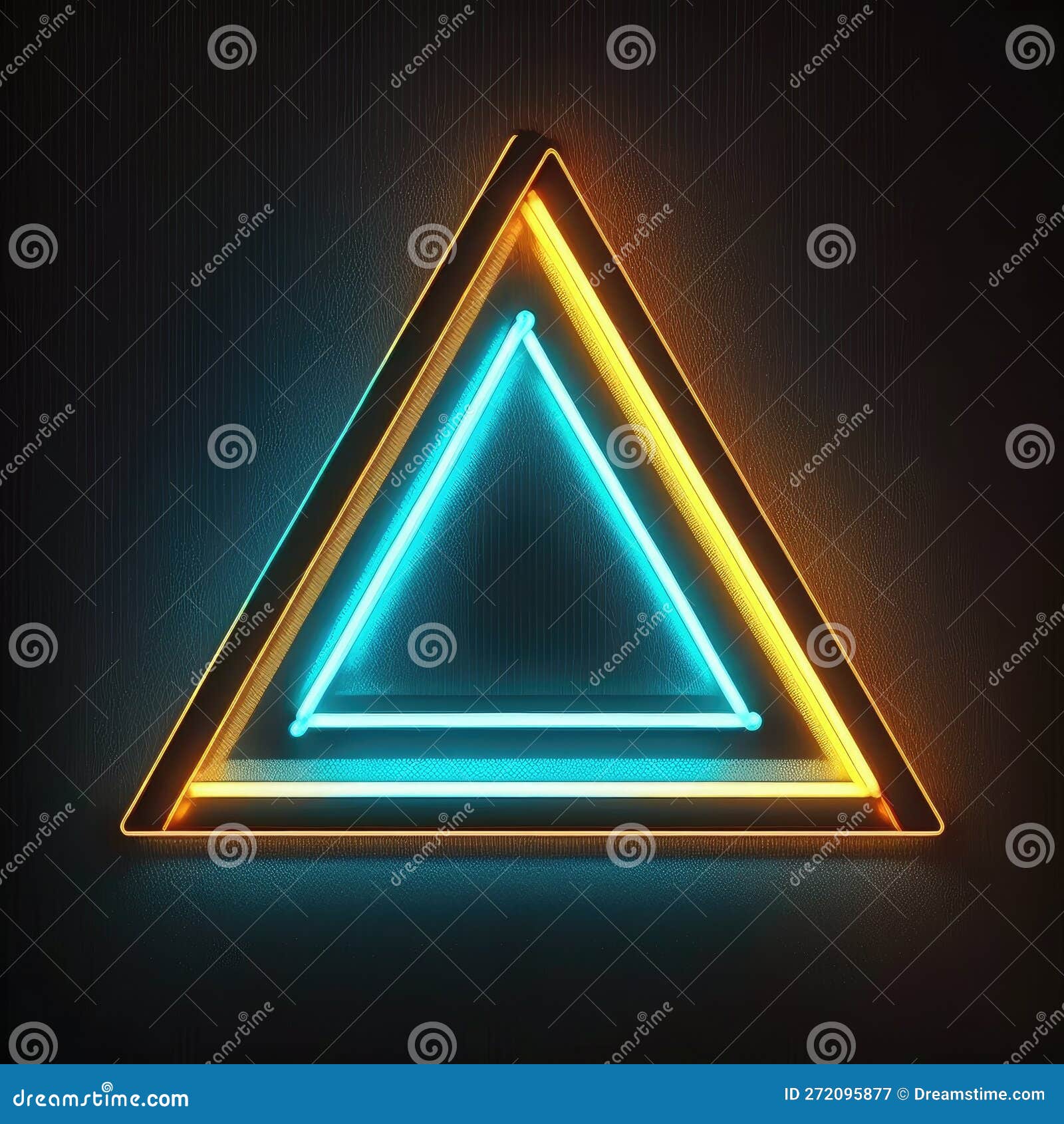 Abstract Art in Neon Spotlight in Triangle Frame Isolated on Black ...