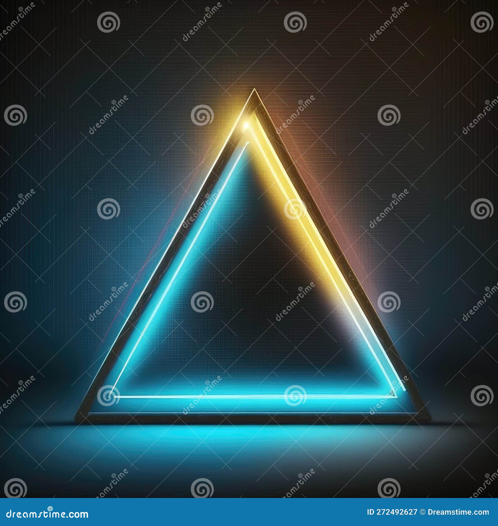Abstract Art in Neon Spotlight in Triangle Frame Isolated on Black ...