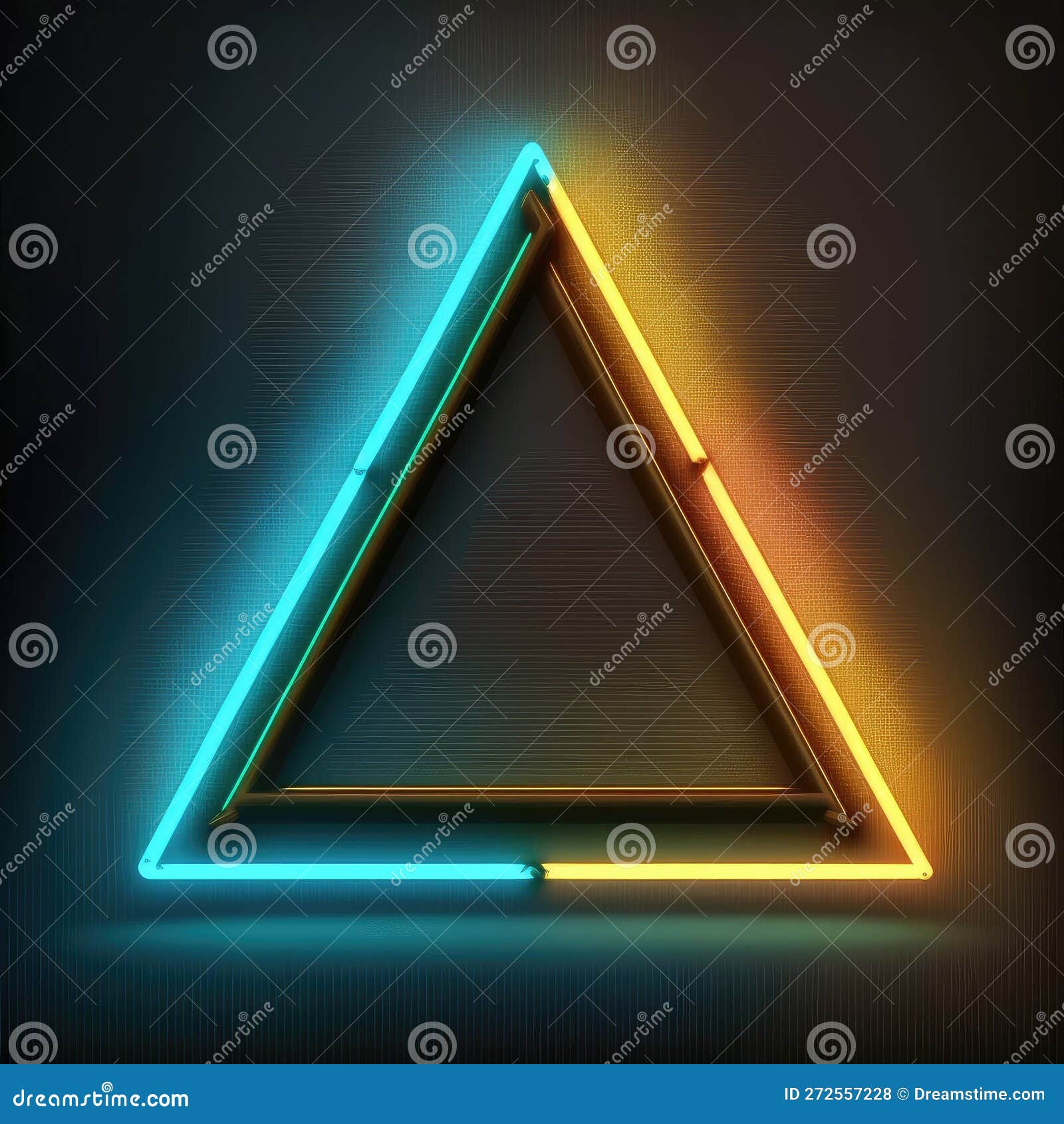 Abstract Art in Neon Spotlight in Triangle Frame Isolated on Black ...