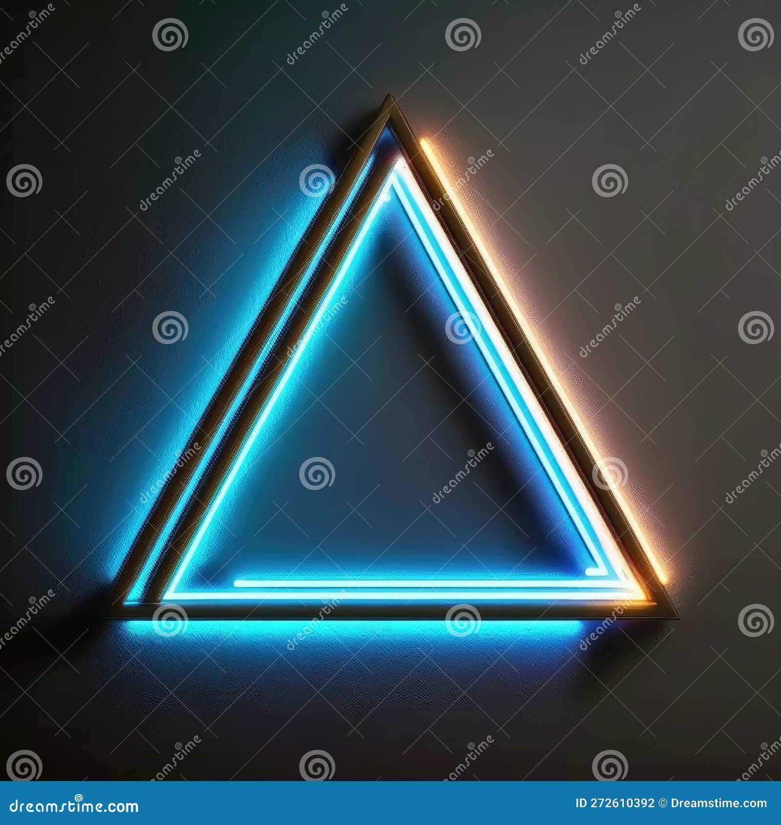 Abstract Art in Neon Spotlight in Triangle Frame Isolated on Black ...