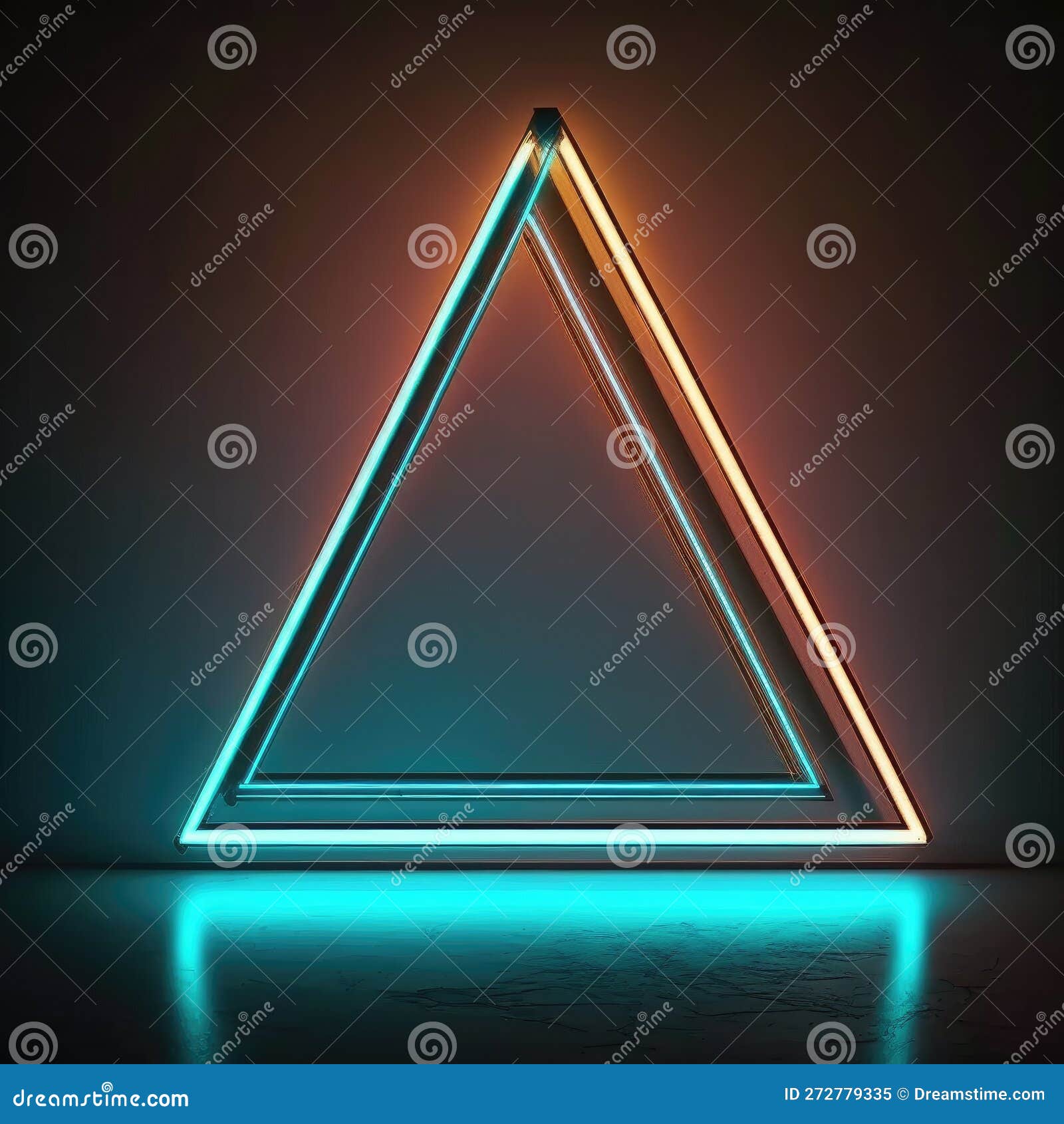 Abstract Art in Neon Spotlight in Triangle Frame Isolated on Black ...