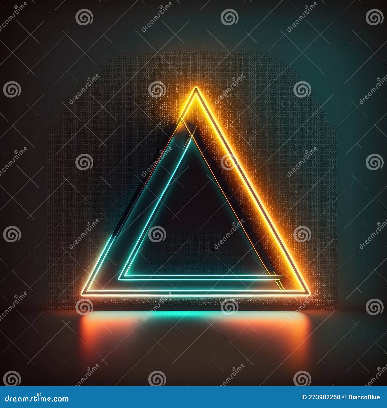 Abstract Art in Neon Spotlight in Triangle Frame Isolated on Black ...