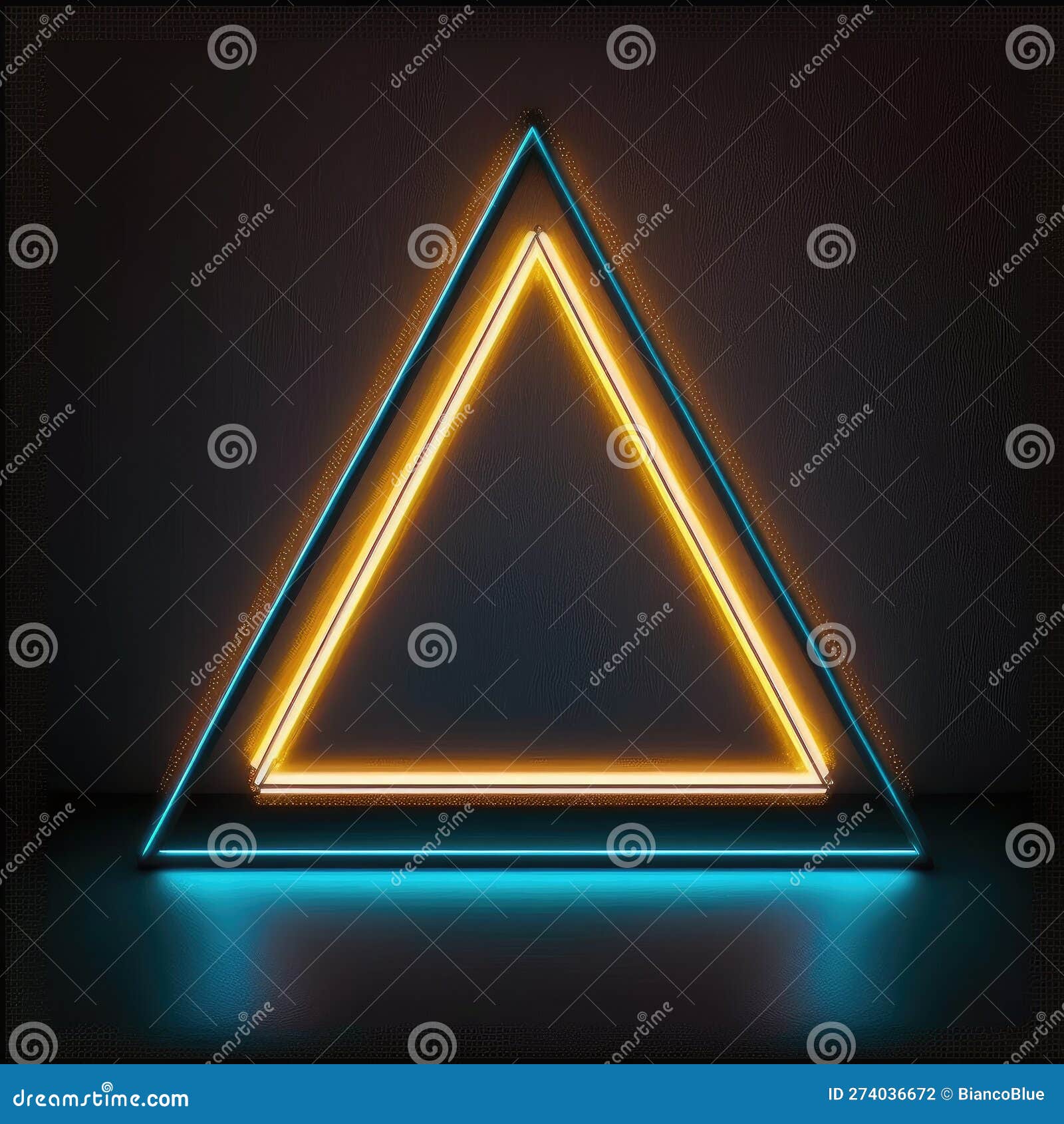 Abstract Art in Neon Spotlight in Triangle Frame Isolated on Black ...