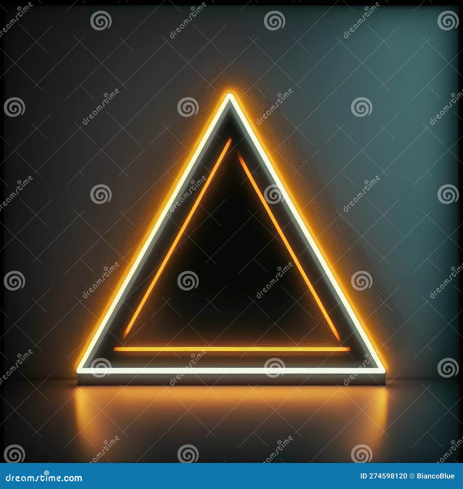 Abstract Art in Neon Spotlight in Triangle Frame Isolated on Black ...