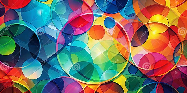 Abstract Art Overlapping Circles And Polygons Creating A Dynamic Pattern Vibrant Contrasting