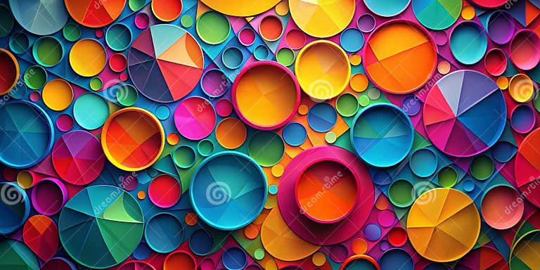 Abstract Art Overlapping Circles And Polygons Creating A Dynamic Pattern Vibrant Contrasting