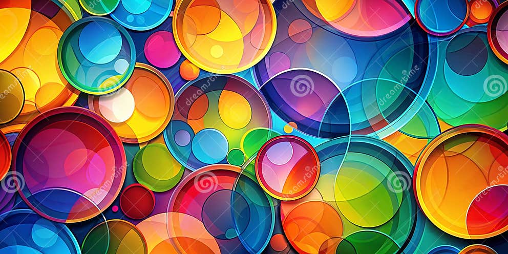 Abstract Art Overlapping Circles and Polygons Creating a Dynamic ...