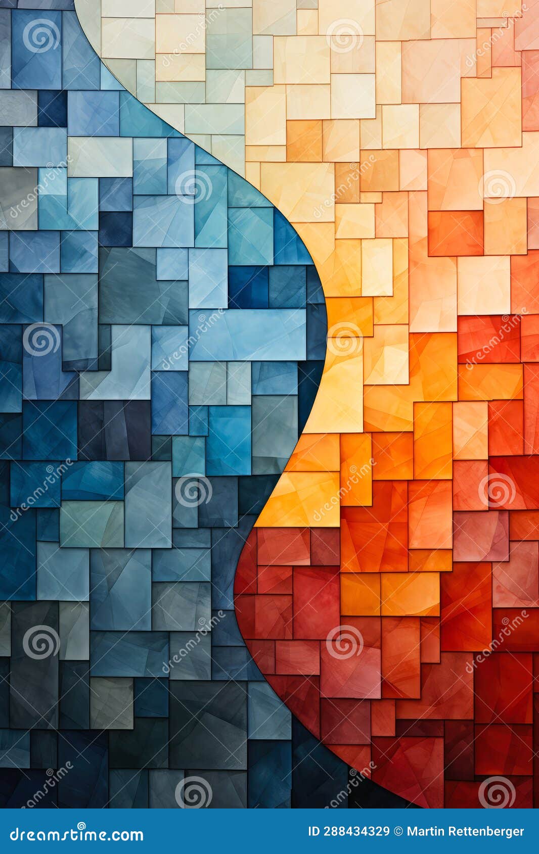 Abstract Art - Painting with Warm and Cold Colors Stock Illustration ...