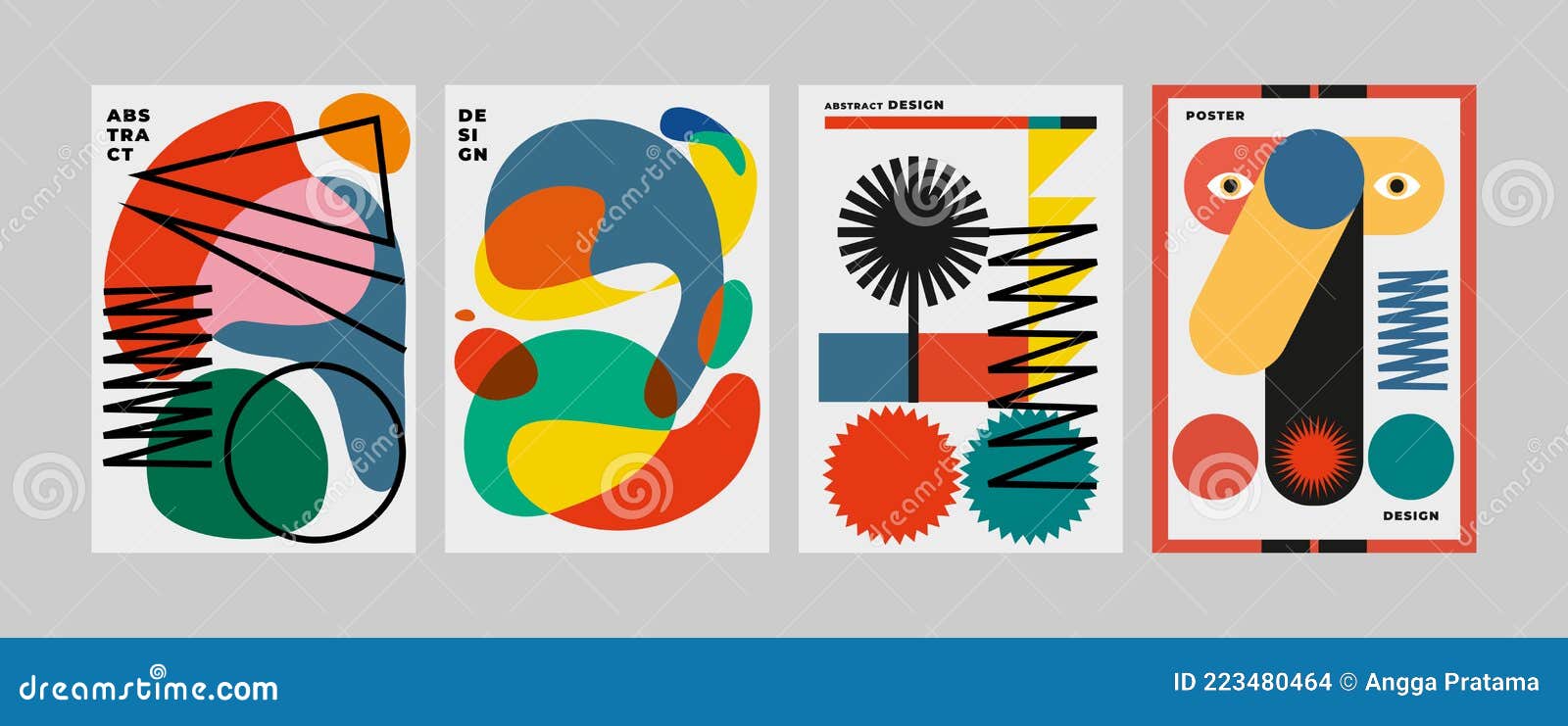 Abstract Art Pattern Poster Set Pack Template Vector Banner Package ...