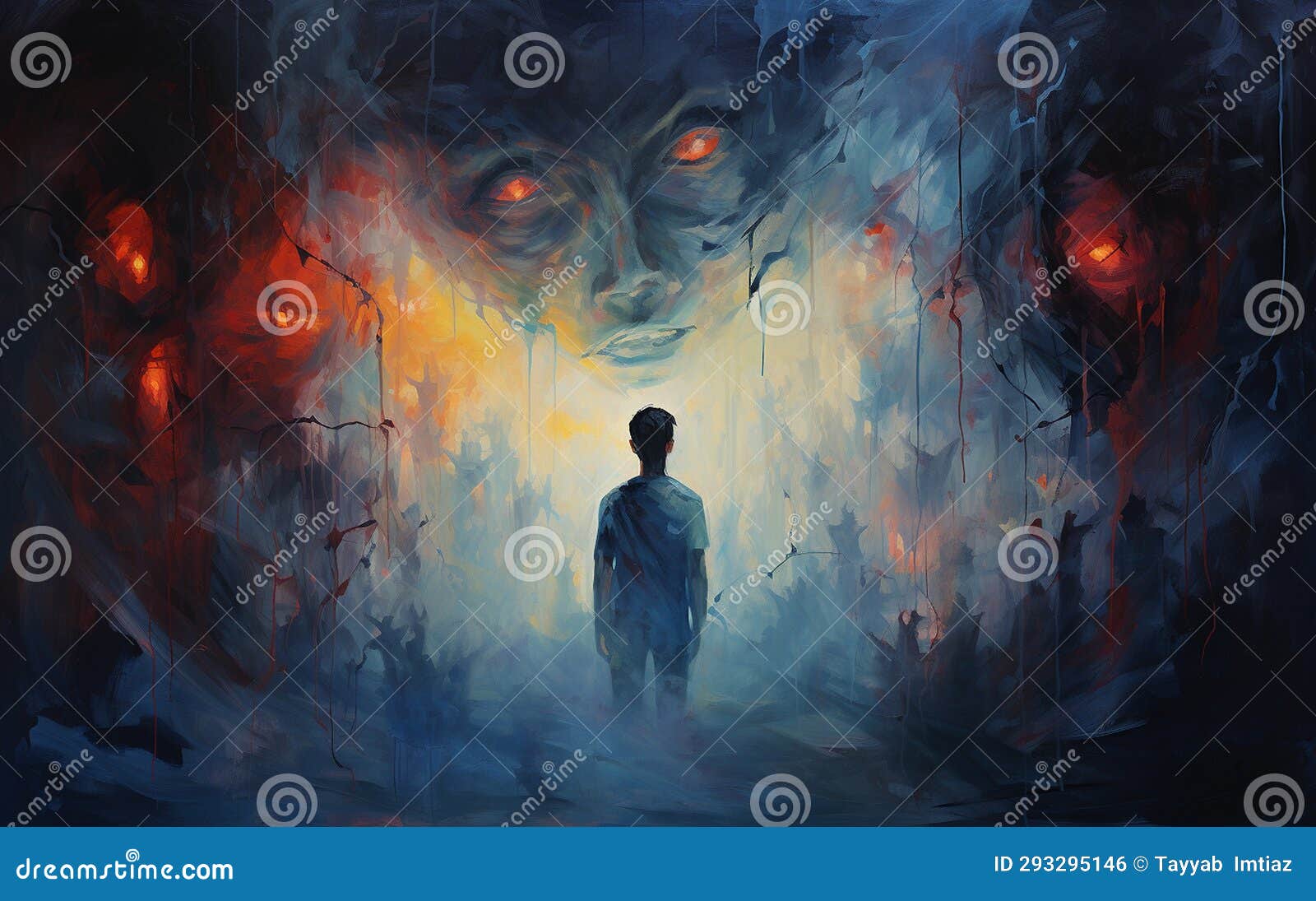 Abstract Art: People with Shadow Demon" Generative AI Stock ...