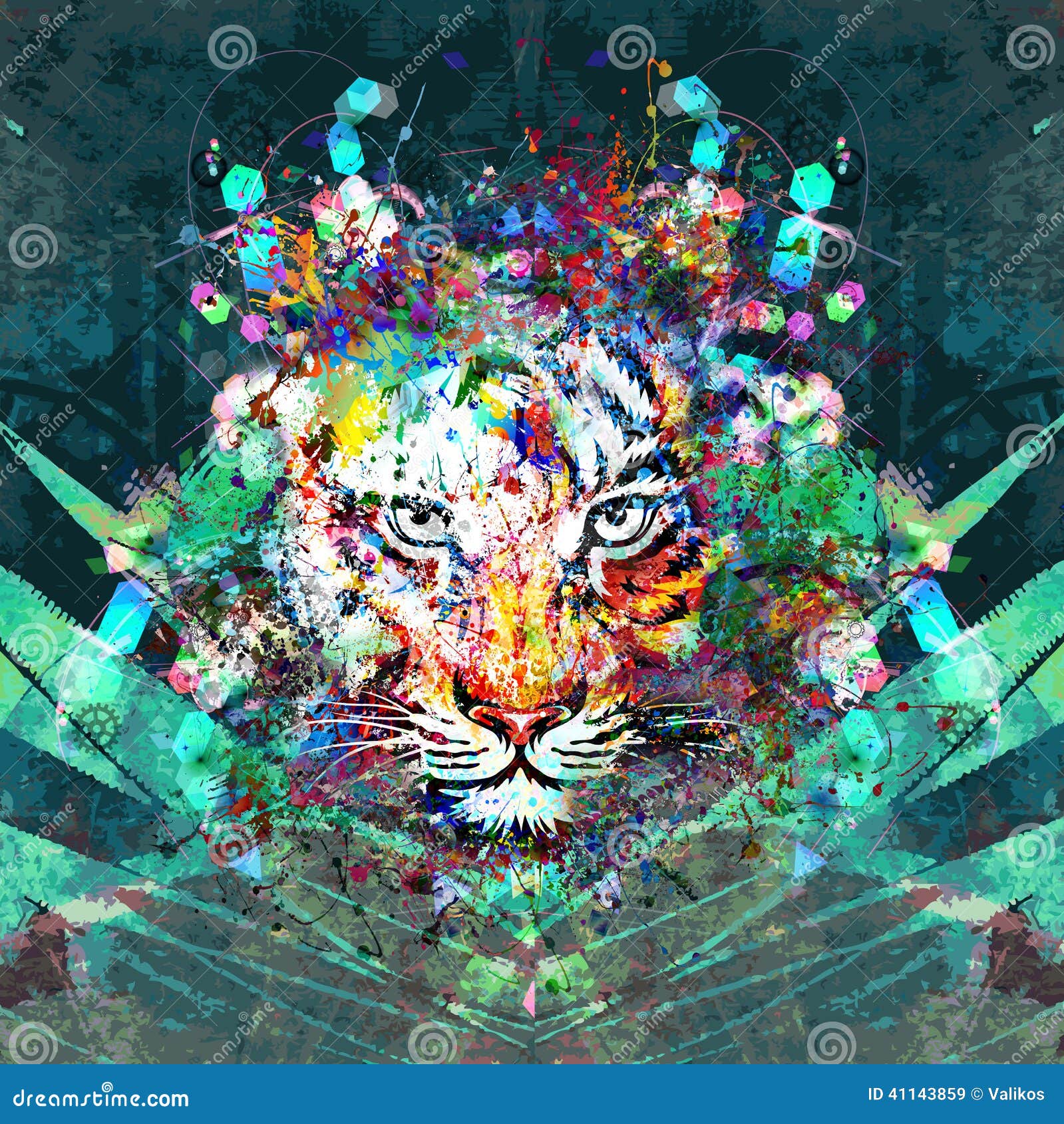 Abstract Art Picture with Tiger Stock Illustration - Illustration of ...