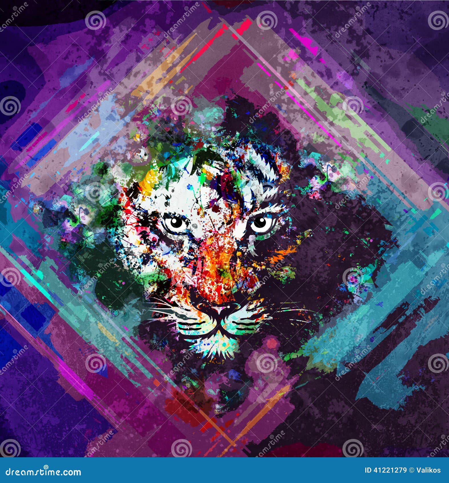 Abstract Art Picture with Tiger Stock Illustration - Illustration of ...