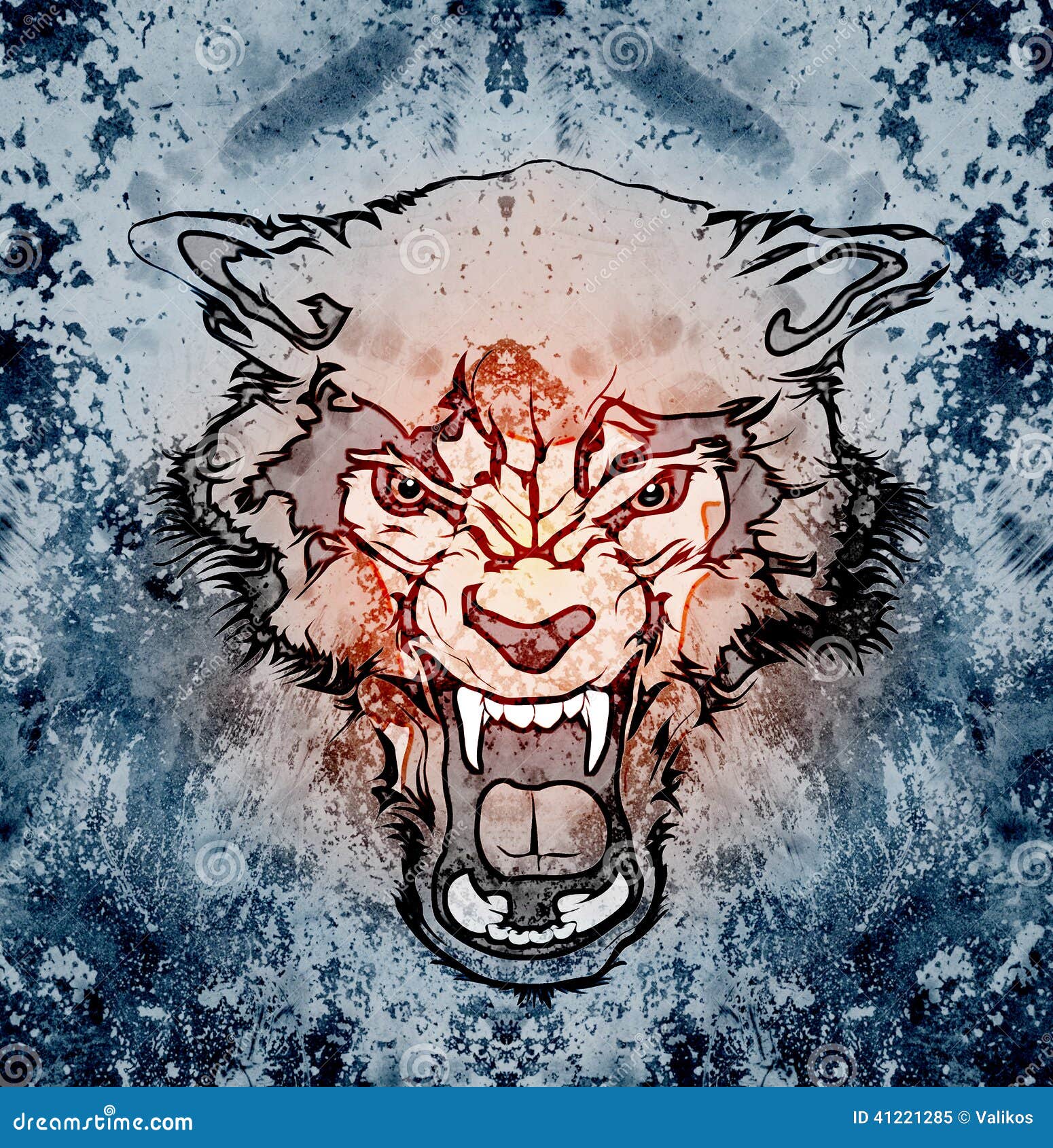 Abstract Art Picture with Wolf Stock Illustration - Illustration of ...