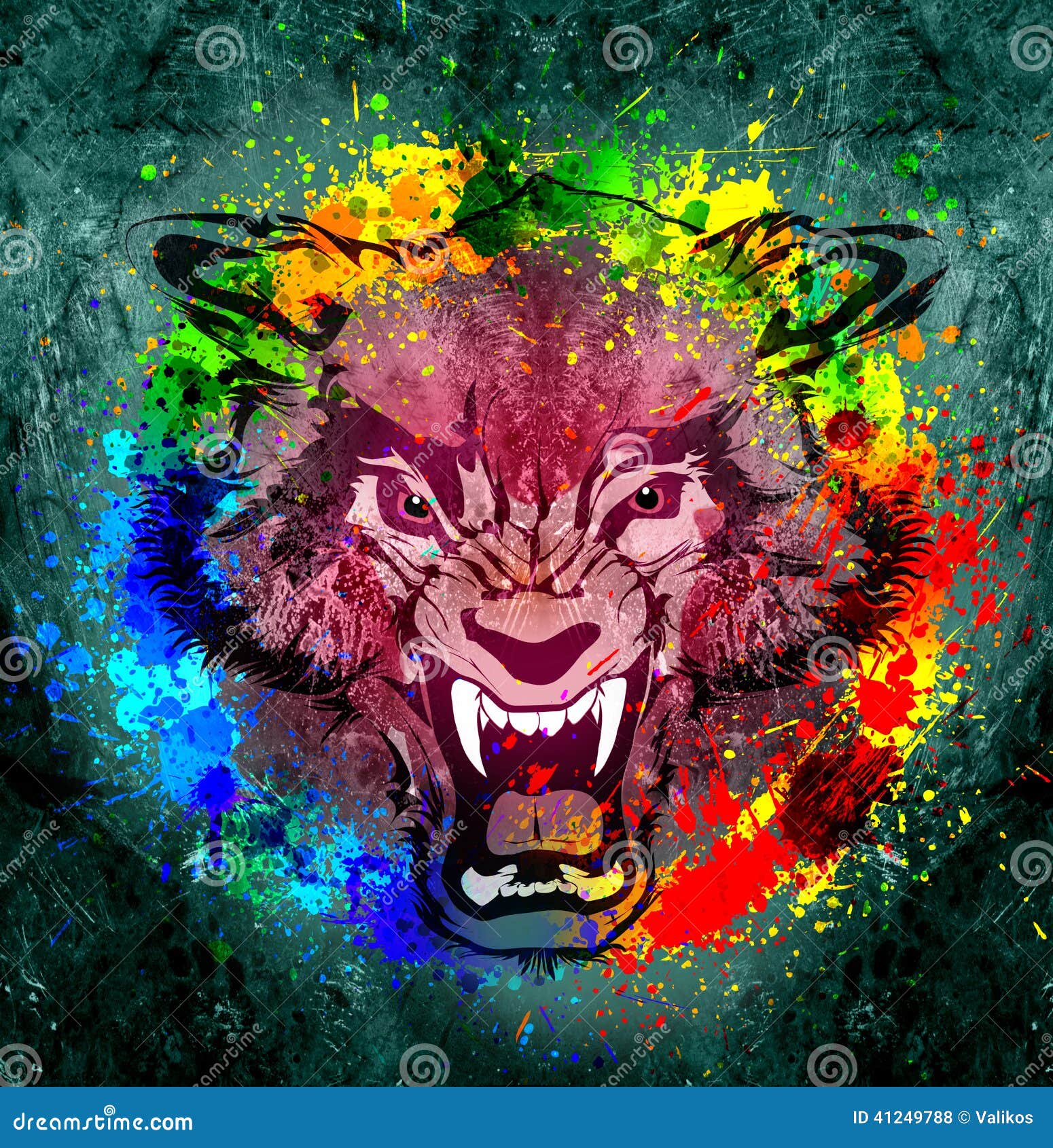 Abstract Art Picture with Wolf Stock Illustration - Illustration of ...