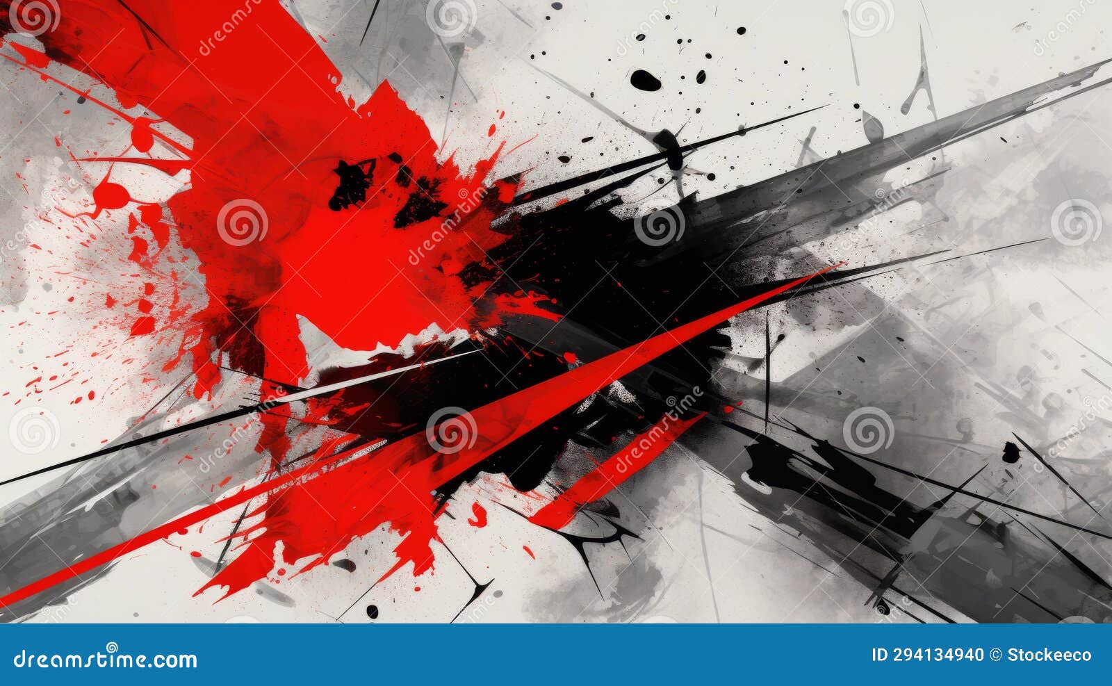 Colorful Abstract Painting Illustration with Black and Red Acrylic ...