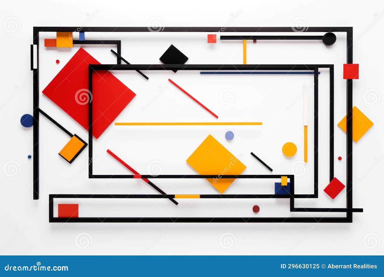 An Abstract Art Piece with Red Yellow Blue and Black Shapes Stock ...