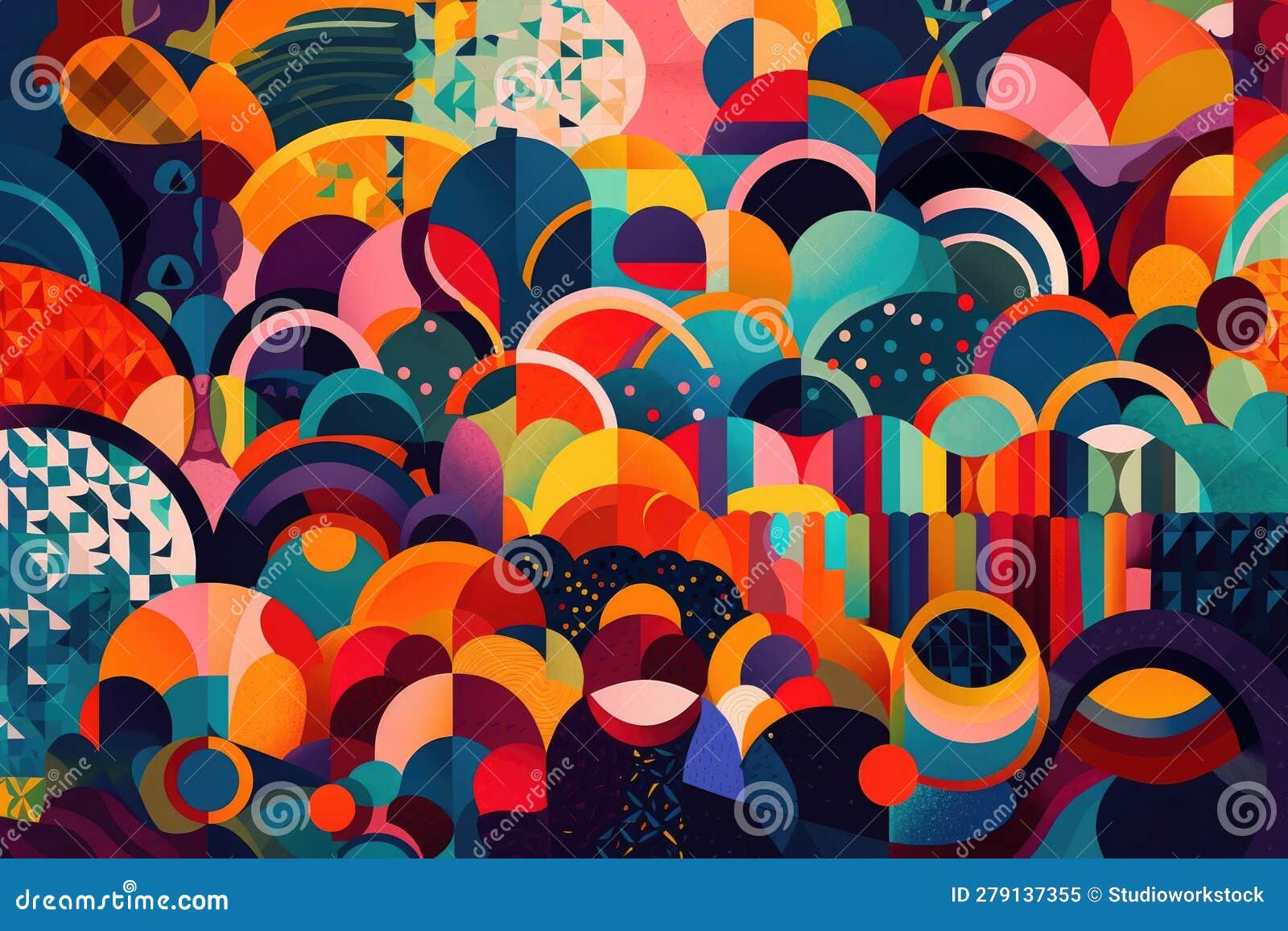 Abstract Art Piece, with Repeating Patterns and Shapes in Vibrant ...