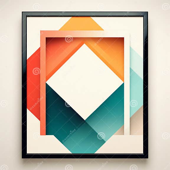 An Abstract Art Piece with a Square Frame on a Wall Stock Illustration ...