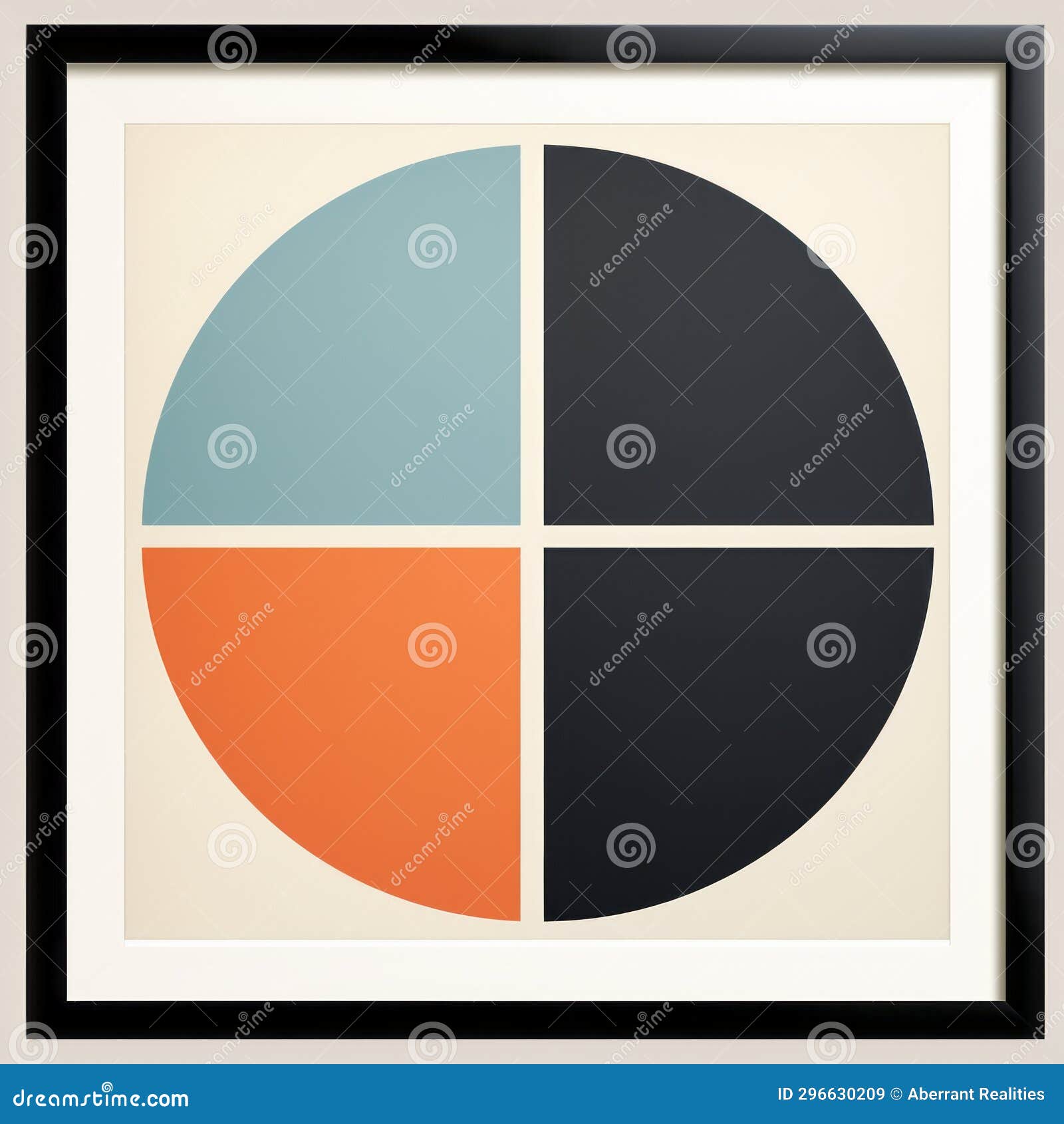 An Abstract Art Print with Four Different Colors in a Black Frame Stock ...