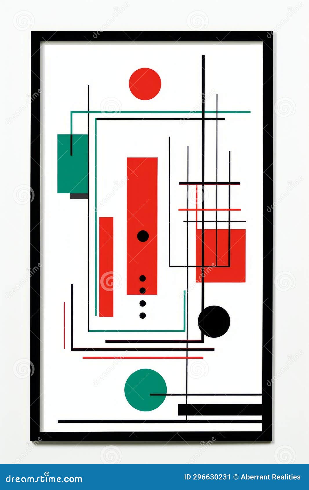 An Abstract Art Print with Red Green and Black Shapes Stock ...