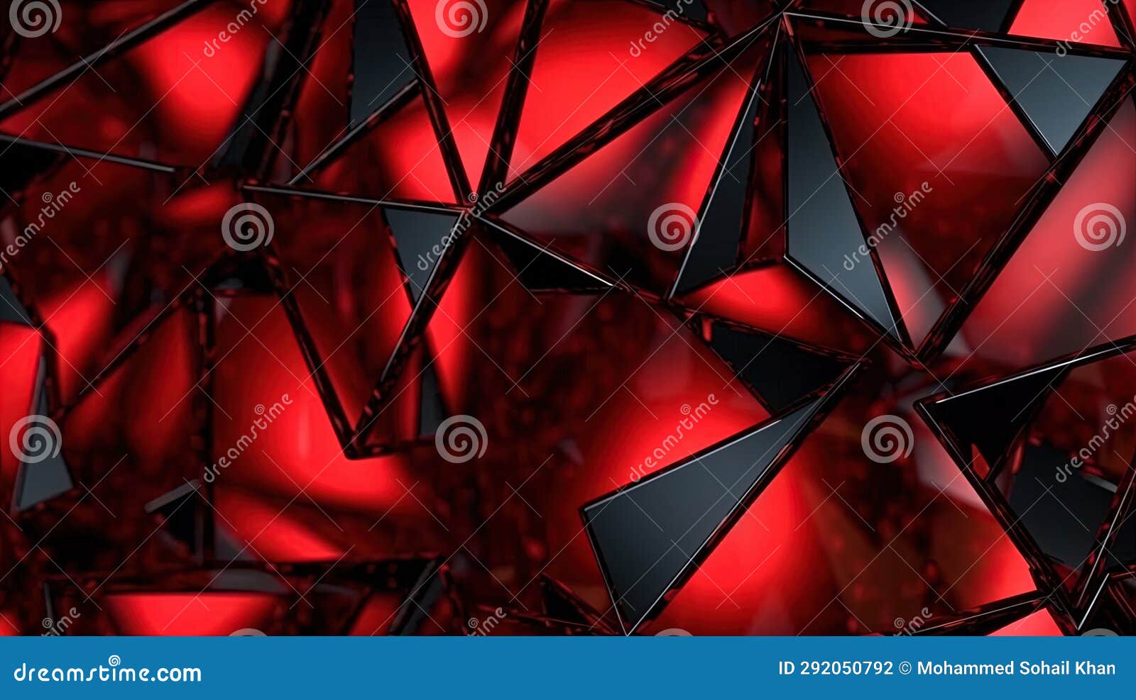 Abstract ART of Red Pattern Made of Triangles and Black Background ...