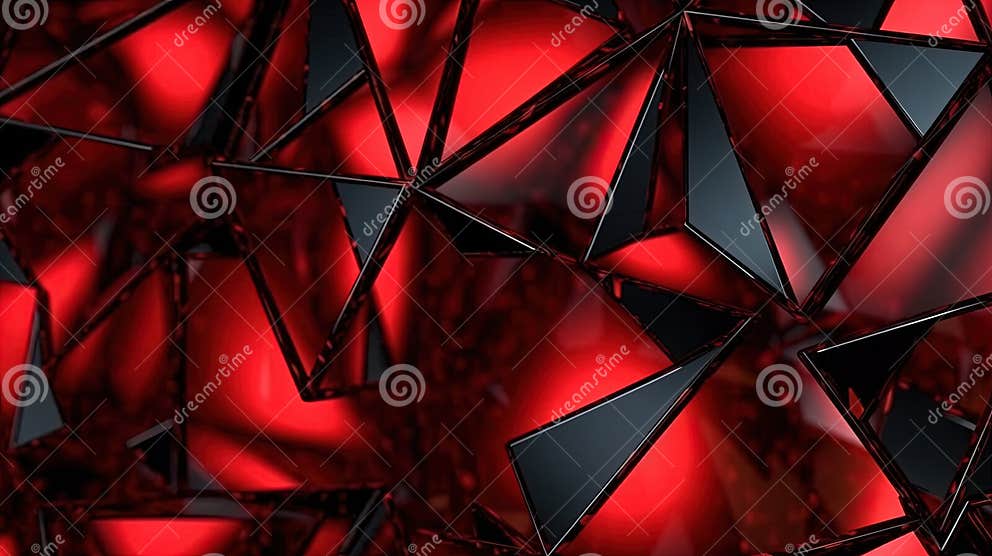 Abstract ART of Red Pattern Made of Triangles and Black Background ...