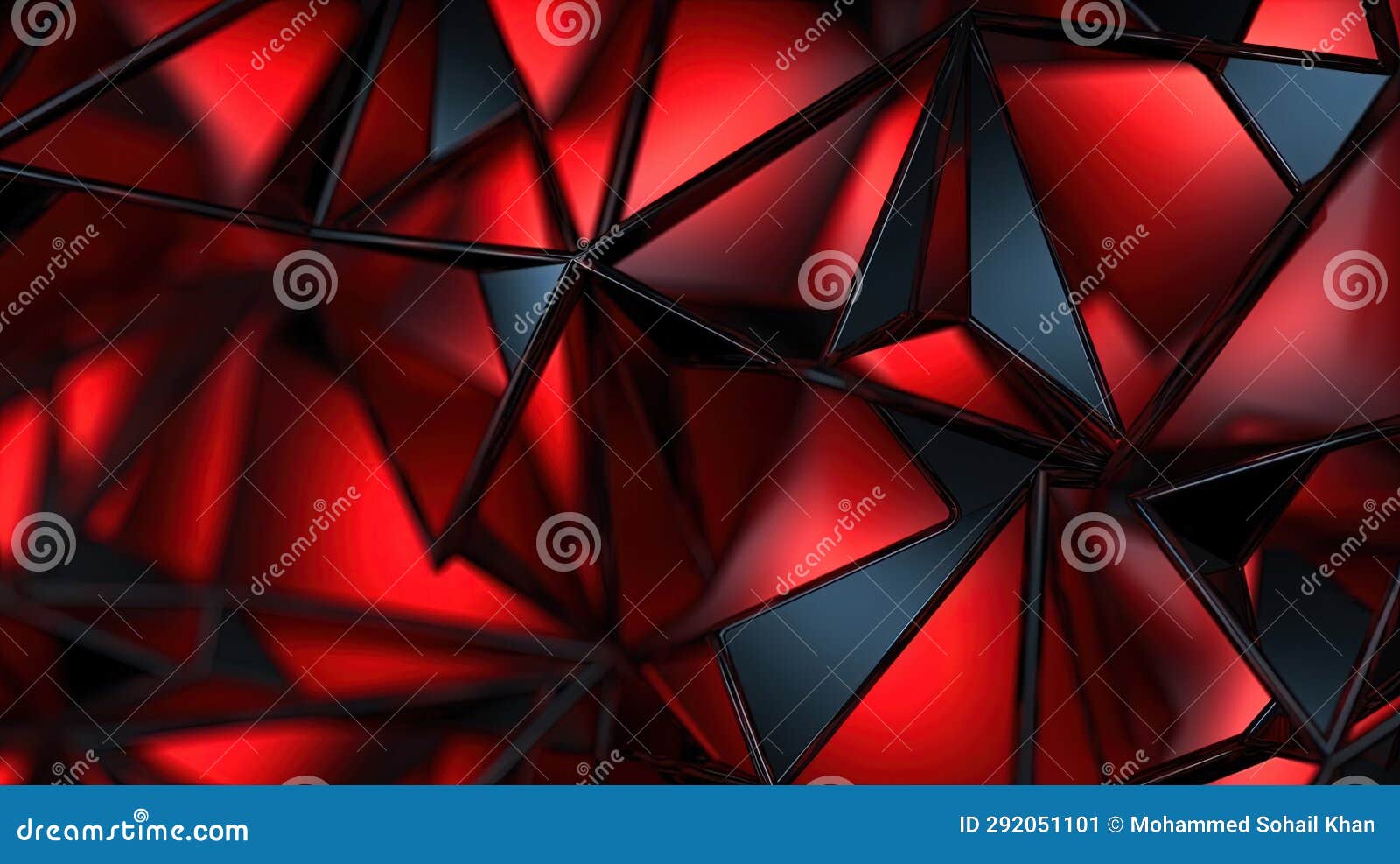 Abstract ART of Red Pattern Made of Triangles and Black Background ...