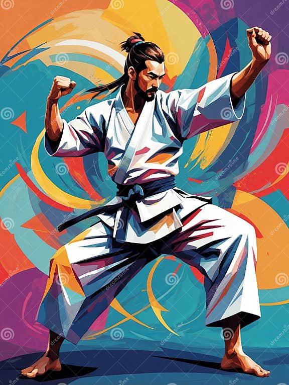 Abstract Art: an Abstract Representation of a Karateka in Action Stock ...