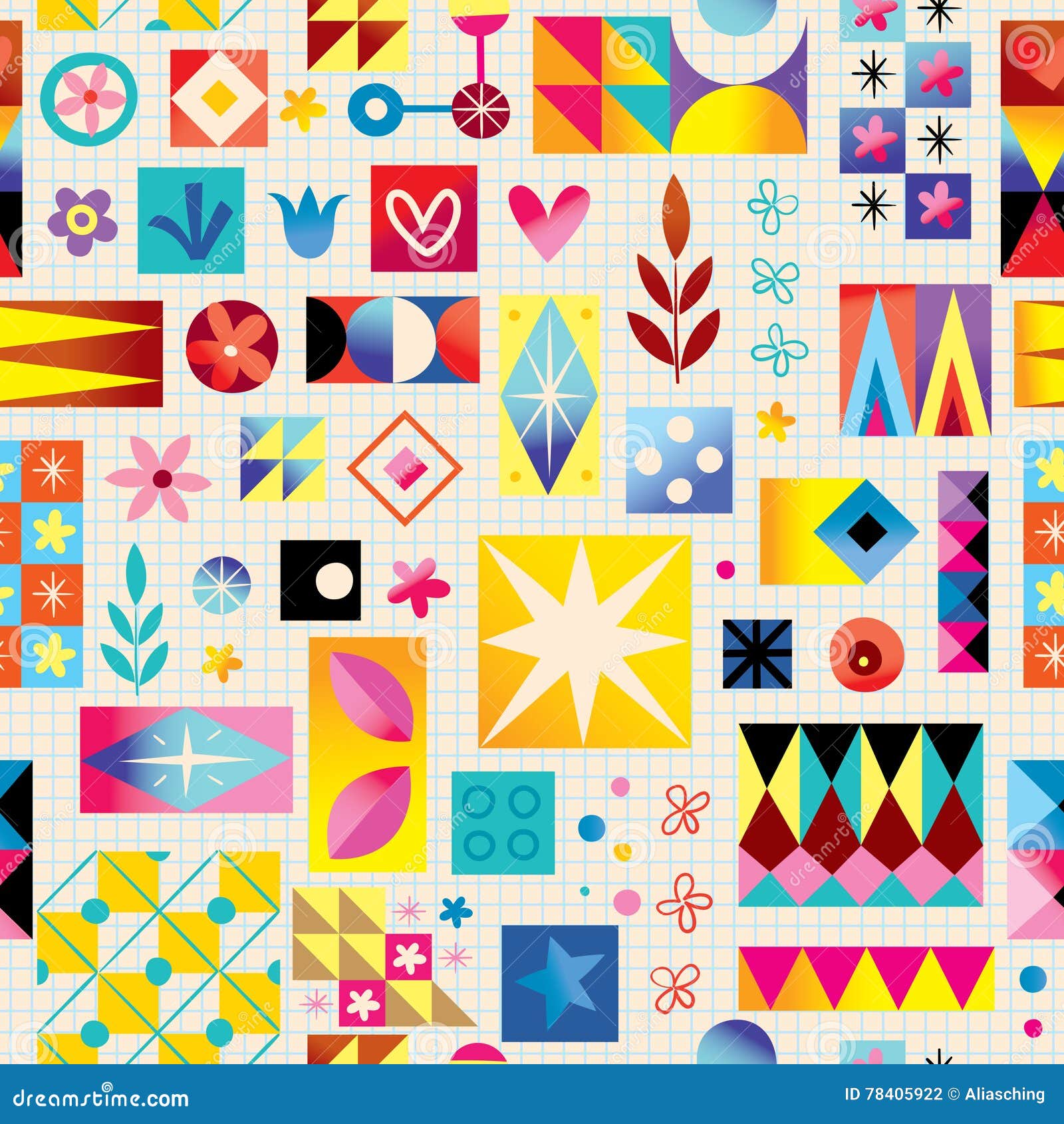 Abstract Art Retro Style Seamless Pattern Stock Vector - Illustration ...