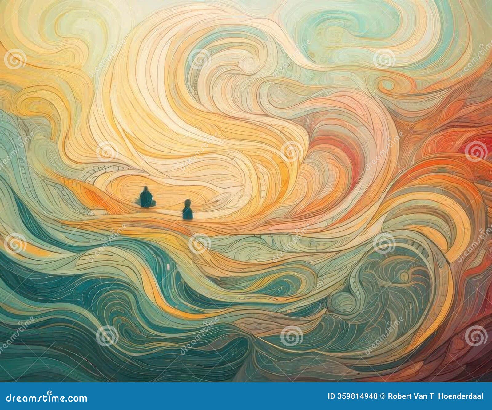 Abstract Art of Serene Swirls and Pastel Patterns Stock Illustration ...