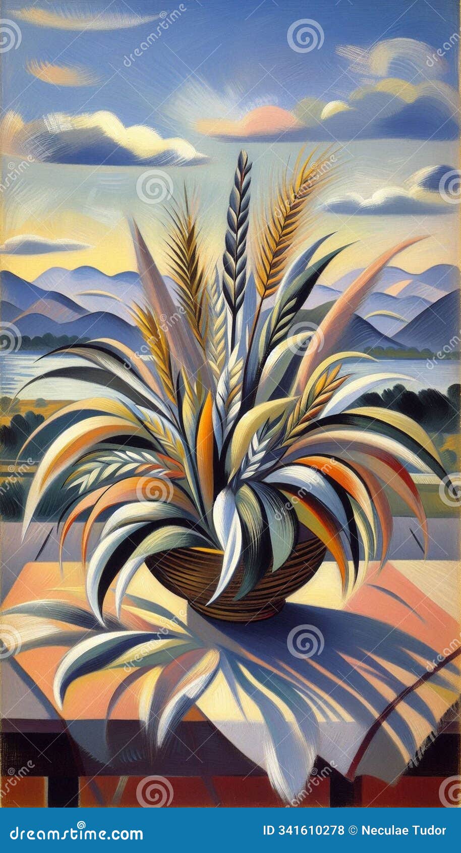 Abstract Shapes and Forms Artistic Poster on a Green Background ...