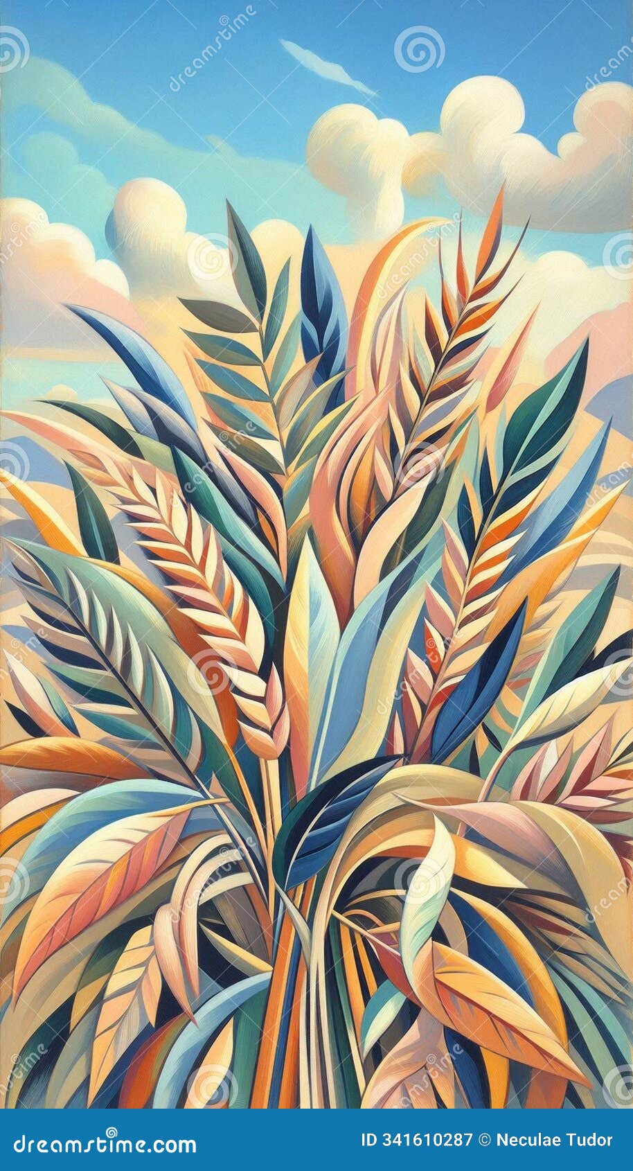 Abstract Shapes and Forms Artistic Poster on a Green Background ...